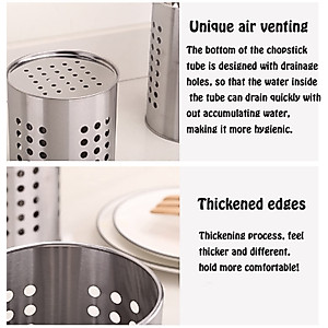 Jninexiu Stainless Steel Kitchen Utensil Holder, Kitchen Utensil Drying Cylinder with Drain Holes，Cookware Cutlery Holder for Kitchen/Home/Office