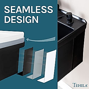 JS Jackson Supplies Tehila Black Wall-Mounted Utility Sink Tub Kit with Black Pull-Down Faucet, Wall-Mounted Utility Tub with Wall Bracket for Laundry Room, Garage, Workshop