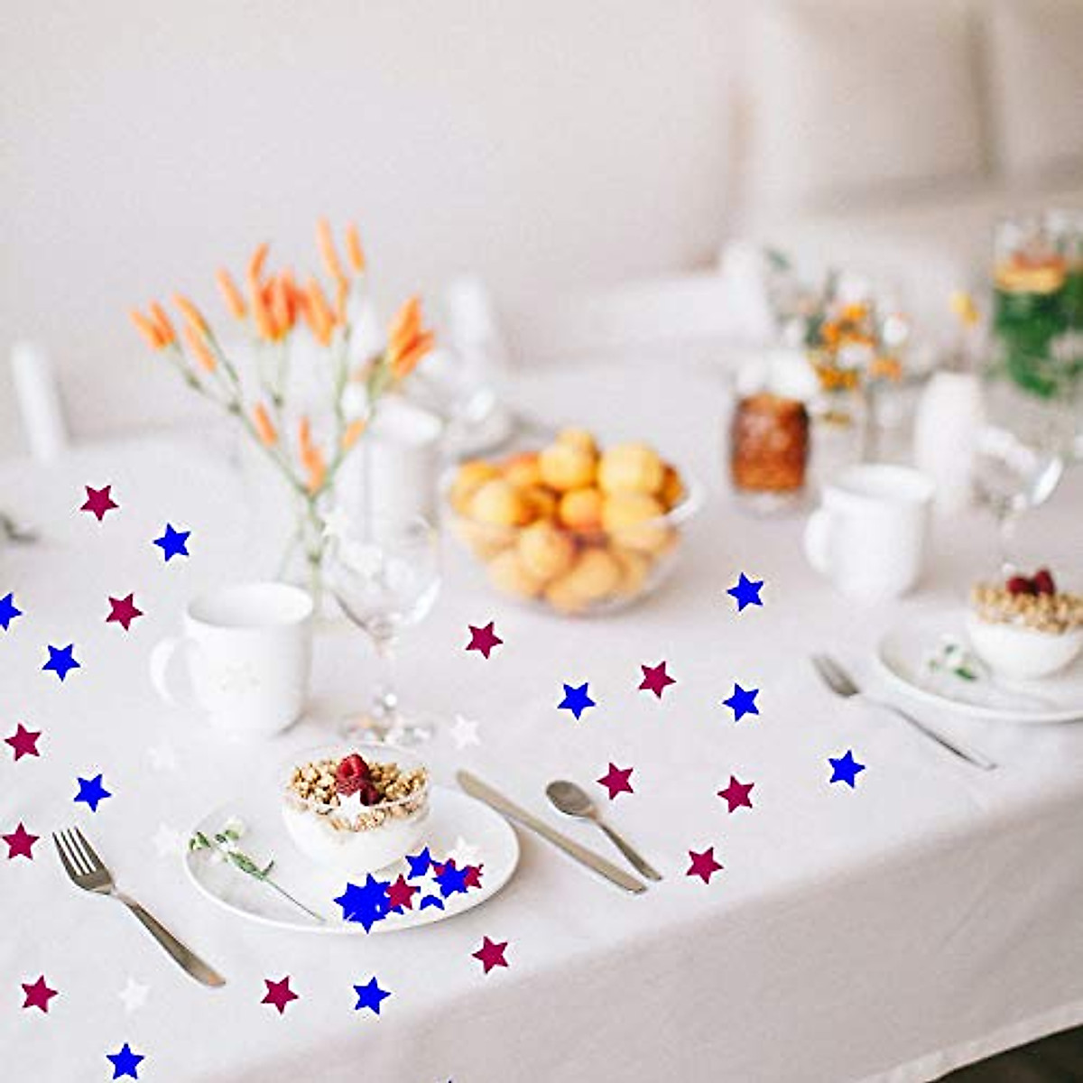 Star Confetti Glitter Stars-Table Confetti Metallic Foil Star Sequins for Wedding Birthday Festival Party Decoration Silver Red Blue 30G 12MM (Red Silver Blue Star)