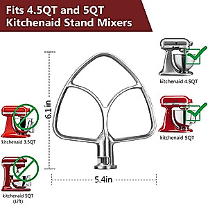 LETOMS Paddle Attachment for Kitchenaid Stand Mixers 4.5-5 Quart, Flex Edge Beater for Kitchenaid Mixer, Dishwasher Safe