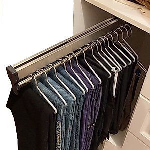 Closet Clothes Hanger Rail,Pull-Out Closet Rod 30-60cm,Wardrobe Clothing Rail,Closet Organizer Rack for Pants and Coat, Silver (550MM/21.6INCH)