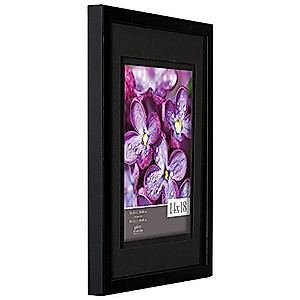 Gallery Solutions 14x18 Black Wood Wall Frame with Double Black Mat for 11x14 Image
