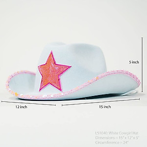 LEMONSODA Cowboy Hats - Western Cowgirl Hats for Women (White Cowgirl Hat)