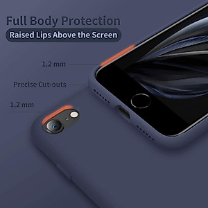 Cordking Designed for iPhone SE Case 2022/2020, Designed for iPhone 7 8 Case, Silicone Ultra Slim Shockproof Phone Case with [Soft Microfiber Lining], 4.7 inch, Navy Blue