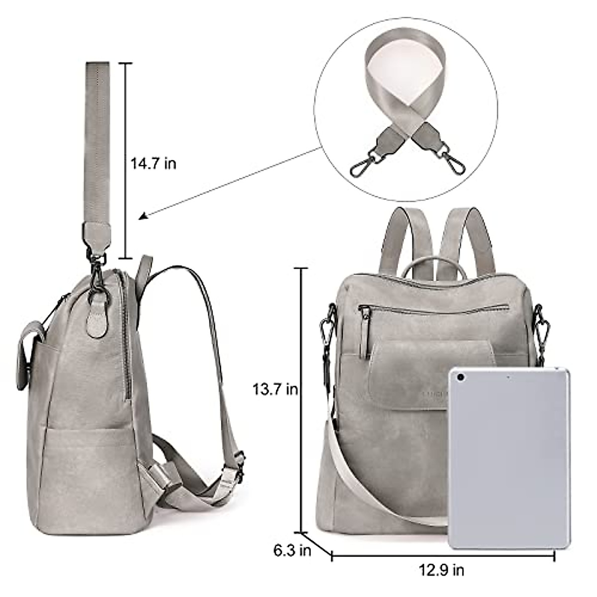 CLUCI Womens Backpack Purse Large Leather Travel Convertible Fashion Designer Ladies Purse