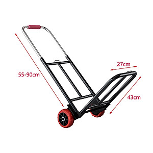 Almencla Folding Hand Truck Load 70kg Heavy Duty Rubber Wheels Portable Utility Cart Luggage Trolley Cart Hand Cart for Office Moving Outdoor Shopping