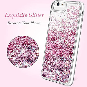 Caka Glitter Case for iPhone 6/6S/7/8 (4.7") with Tempered Glass Screen Protector - Floating Sparkle Liquid TPU - Rose Gold