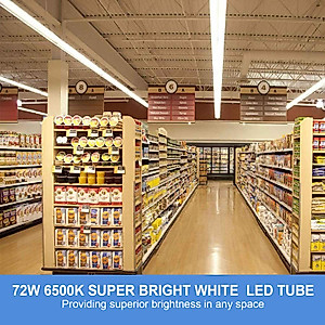 Henwsi 8FT LED Shop Light Fixture, White 10 Pack T8 Integrated Tube Lights, 72W 9500LM 6500K High Output Clear Cover, V Shape 270 Degree Lighting for Garage Warehouse, Upgraded Lights Plug and Play