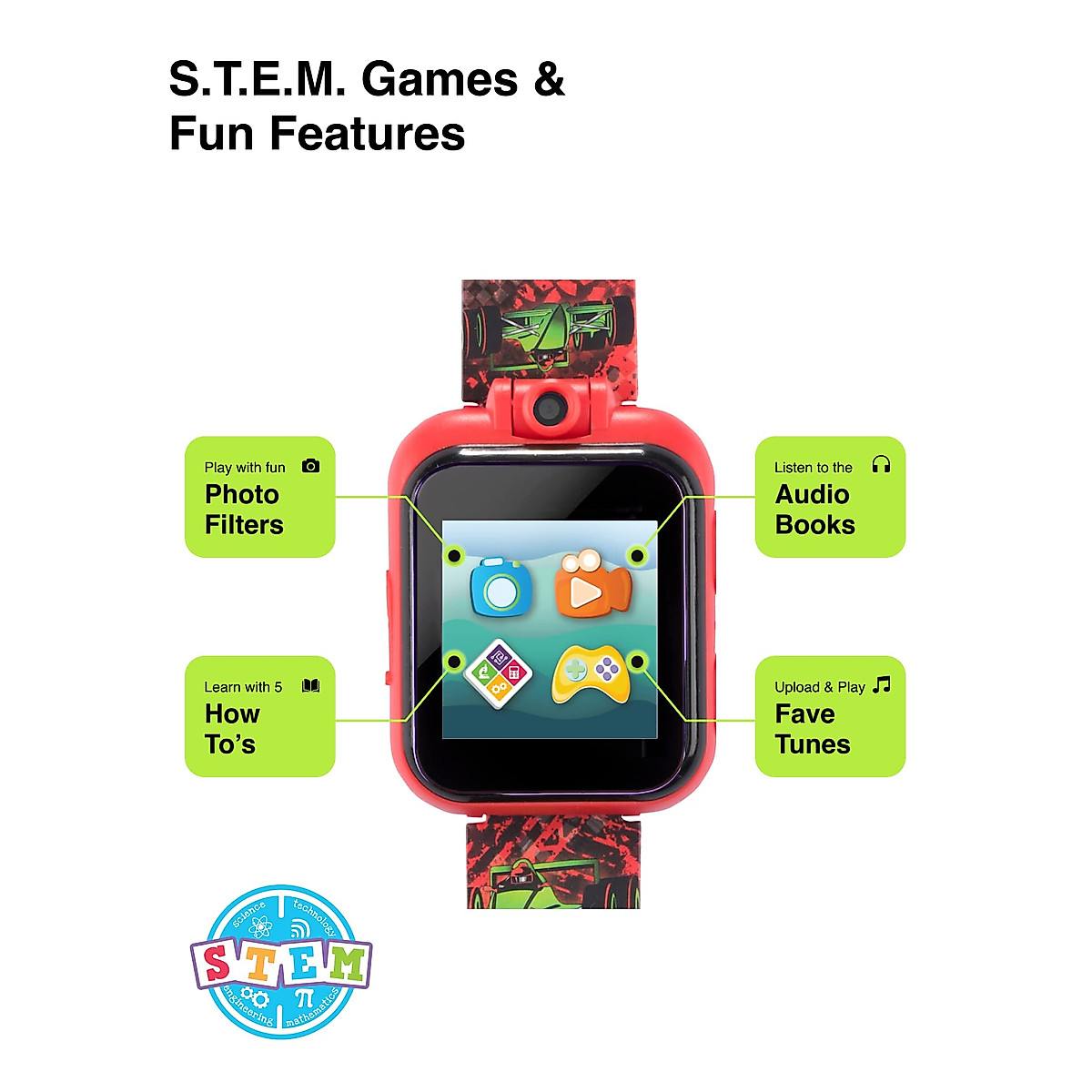 PlayZoom 2 Kids Smartwatch & Headphones - Video Camera Selfies STEM Learning Educational Fun Games, MP3 Music Player Audio Books Touch Screen Sports Digital Watch Gift for Kids Toddlers Boys Girls
