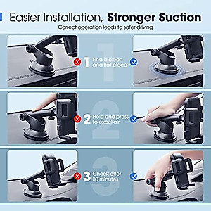 Car Phone Mount,Car Phone Holder,Phone Holder for Car, Easy Installation with One-Touch Design Dashboard Windshield Car Phone Holder Compatible iPhone13/12/11Pro/Xs Max/XS/XR/X/8,Galaxy,Moto and More