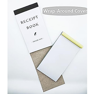 Thank You Receipt Book for Small Businesses 4x7 inches 2-Part Carbonless White Yellow 50 Sets 100 Sheets per Book with Wrap Around Cover Blank Signature Stamp Section (1 Black)