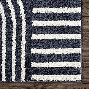 Abani Contemporary Mid-Century Design 5’3” x 7’6” (5'x8') Area Rug Rugs - Modern Non-Shed Arches Print Cream & Black Bedroom Rug