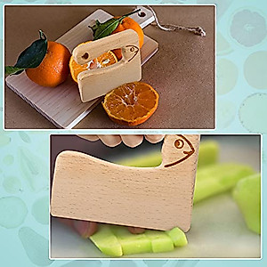 Sosation 2 Pieces Wooden Kids Knife for Cooking, Children's Safe Knives Wooden Kids Knife for Cooking and Cutting Veggies Fruits, Cute Fish and Crocodile Shape Kitchen Tool for 2-10 Years Old Kid