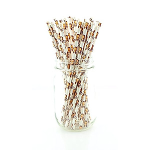 Monkey Party Straws (25 Pack) - Jungle Party Supplies, Brown Safari Paper Straws, Zoo Kids Birthday Party Decorations, Straws with Monkeys
