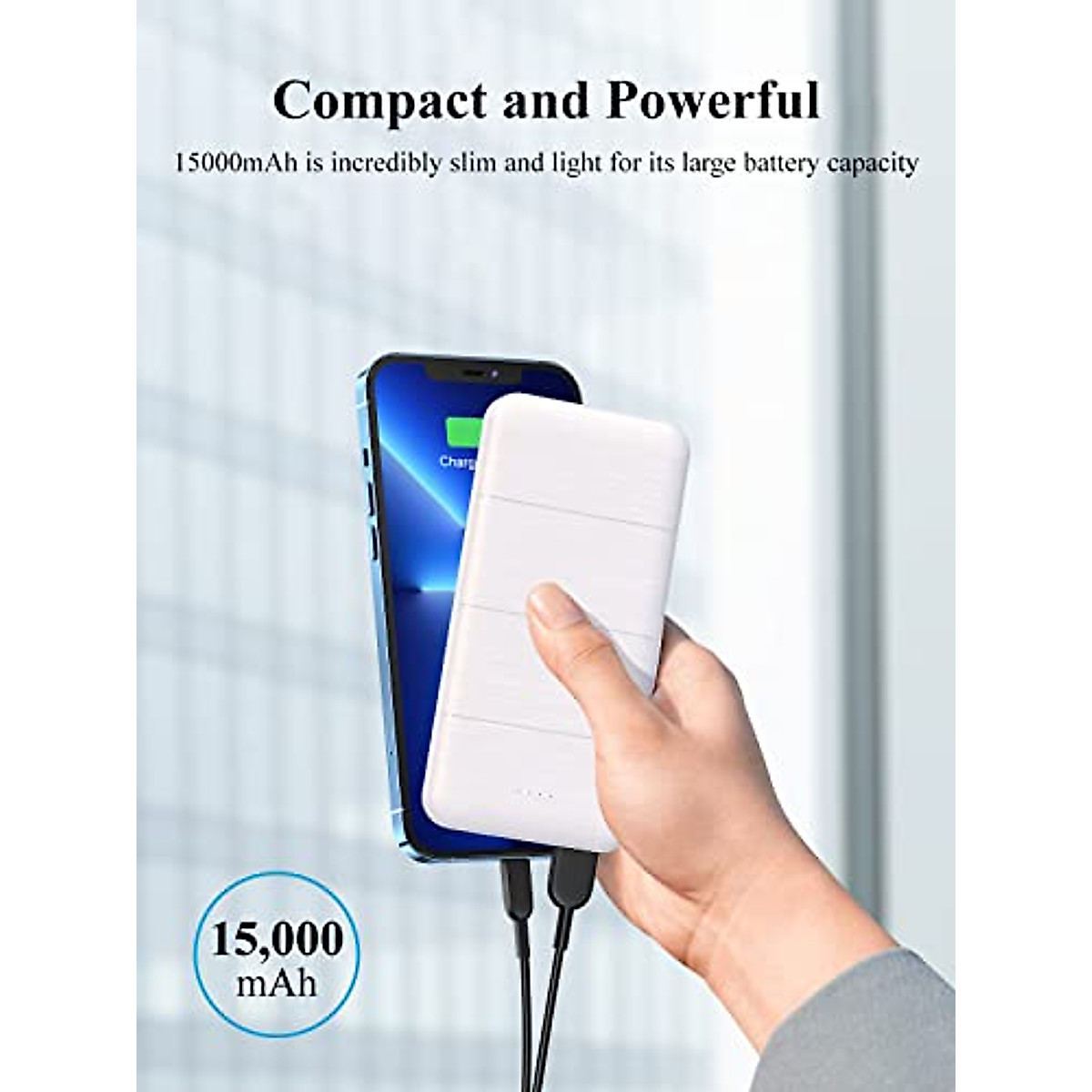 Portable-Charger-Power-Bank - 2 Pcs 15000mAh Dual USB Power Bank Output 5V3.1A Fast Charging Portable Charger Compatible with Smartphones and All USB Devices