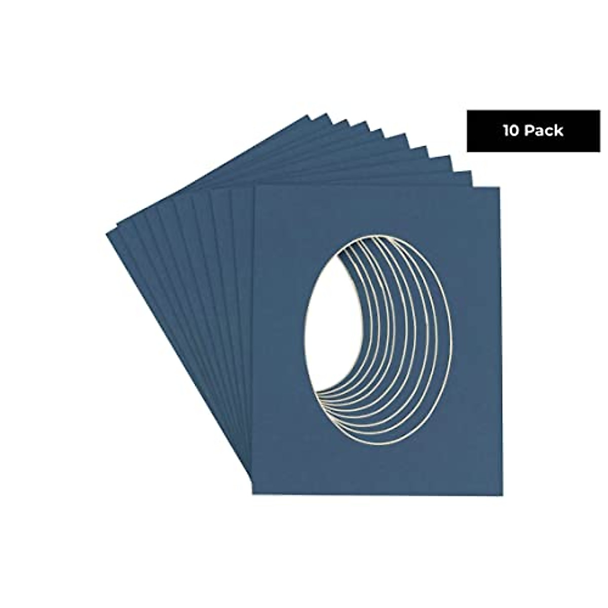 CountryArtHouse Steel Blue Acid Free 10x24 Oval Picture Frame Mat with White Core Bevel Cut for 8x20 Pictures - Fits 10x24 Frame - Pack of 10 Matboards