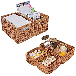 GRANNY SAYS Bundle of 2-Pack Wicker Baskets & 3-Pack Wicker Storage Baskets
