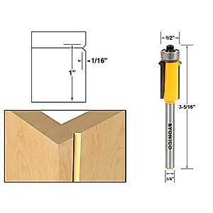 YONICO Router Bits V Notch Pattern Bit Flush Trim 1-Inch 1/4-Inch Shank 14149q