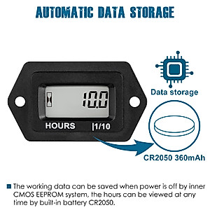 Runleader Digital Hours Counter,AC/DC 5V to 277V for Garden Tractor Generator Scooter Club Car Forklift Leaf Trimmer etc.