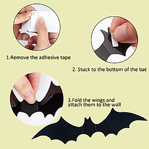Halloween Bats 4 Size Bats Wall Decor Halloween Decorations Indoor,122 Pcs 3D Bat,Spooky Hallowen Decorations for Bedroom Home Porch Window,Halloween Party Decorations