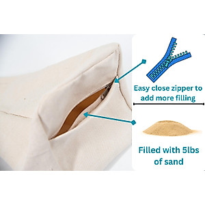 12" Tall Large Door Stoppers for Bottom of Door, Anti Slip Canvas Heavy Duty Door Stop, Cute Decorative Doorstop (White)