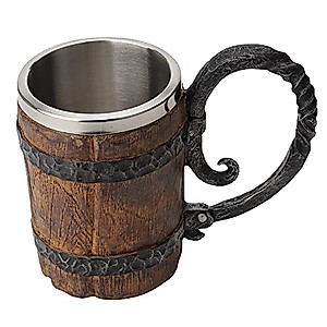 550ML Viking Beer Mug, Stainless, Whiskey Barrel Cup ,Viking wood style Beer mug ,Wooden Gift Antique Men's Barrel Capacity