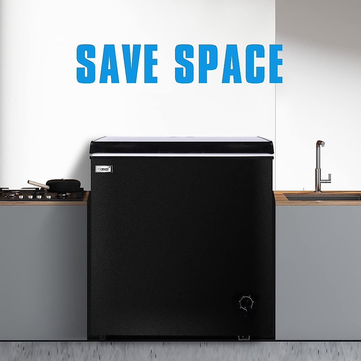 Deep Freezer Chest Freezer WANAI 5.0 Cubic Small Deep Freezer with Top Open Door and Removable Storage Basket, 7 Gears Temperature Control, Energy Saving, for Office Dorm or Apartment