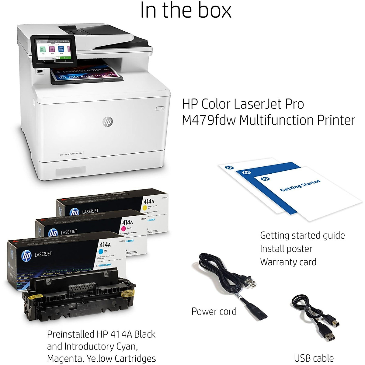 HP Color LaserJet Pro M479fdw Compact Wireless All-in-One Laser Printer, Print Scan Copy Fax, 4.3" Color Touchscreen, Auto 2-Sided Printing, WIFI, USB 2.0, 28ppm, 50-sheet, 600x600DPI, White,Durlyfish