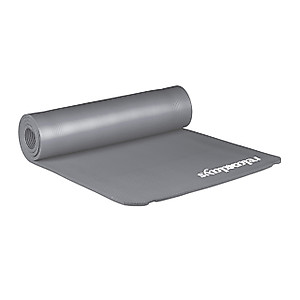 Relaxdays Unisex Adult Yoga Mat 1cm Thick Pilates Fitness Joint-friendly with Carry Strap Gym Mat 60x180cm Grey 1 Piece