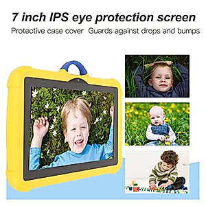 7 Inch Kids Tablet, for Android 6.0 HD Eye Protection Screen Tablet 1GB RAM 8GB ROM, 2MP 2MP Dual Cameras, Bluetooth Learning Toddler Tablet with Stand Protective Case(Yellow)