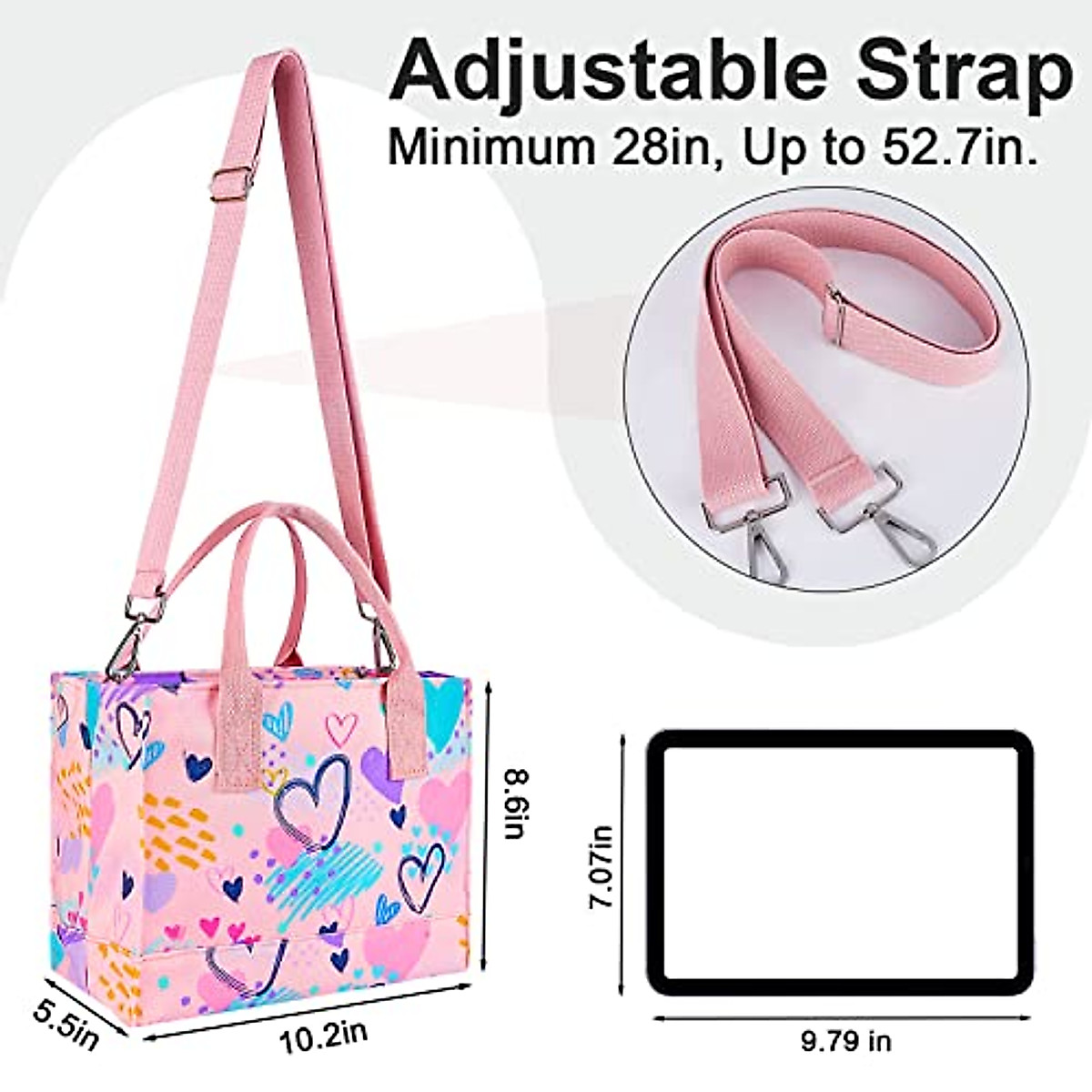 FIOBEE Canvas Tote Bag for Woman Shoulder Bag Tote Handbags Crossbody Bags with Zipper Multiple Pockets Girls