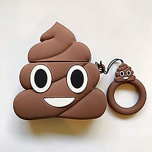 Airpods Case,3D Funny Stool Soft Silicone Air pod Funny Cover,Fun Cool Adorable Keychain Design Skin,Airpods Cases Poop for Girls Kids Teens Boys Airpods 1&2 (Brown)