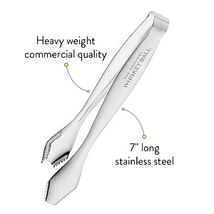 Ice Tongs For Jumbo Ice Balls and King Cubes - 18/8 Stainless Steel IceTongs for Jumbo Ice Balls and Cubes - Ideal Serving Tongs ensure a Secure Ice Grip - 7 inch Kitchen Tongs for Ice Ball