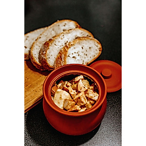 Generic Cute Mini Kitchen Clay Cooking Pot - Traditional Ceramic Pot with Lid for Healthy Cooking - Multipurpose Cooking Pot Use for Home Kitchen or Restaurant, 9cmx12cmx12cm, Brown