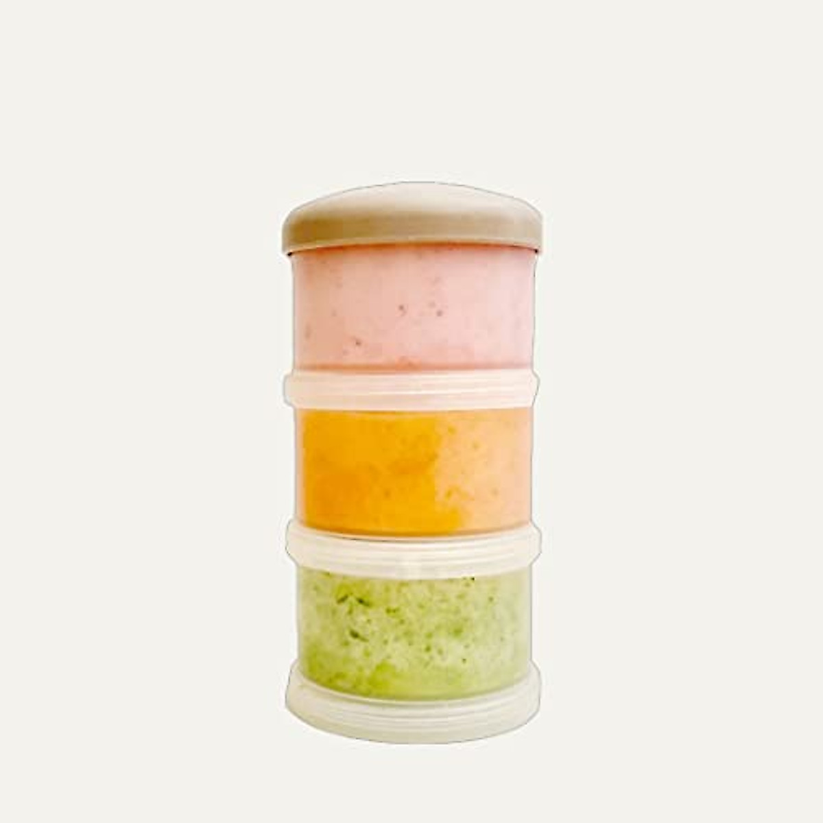 LITTOES Baby Food Pots 3oz 2.5" round translucent stackable baby snack to go containers Beige Cover 2-pack