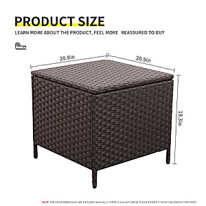 Lviden Outdoor Wicker Storage Side Table, Patio Brown PE Rattan End Table with Storage, Square Container for Furniture Covers, Toys, and Gardening Tools