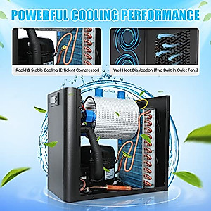 Aquarium Chiller for Fish Tank - 42GAL 1/10HP Water Chiller with Quiet Design Compressor - Refrigeration for Hydroponic System Axolotl Jellyfish Coral 160L