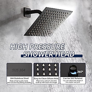 POP SANITARYWARE Matte Black Shower Faucet Set with Tub Spout Bathroom Rainfall 8 Inch Shower Head System with Handheld Single Handle Shower Trim Kit with Valve
