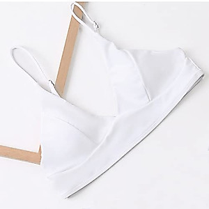 Women's Bikini Top Soild Color Push Up V Neck Bathing Suit Swimsuit Top White