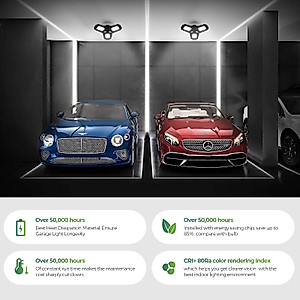 2-Pack LED Garage Light, 80W LED Shop Light with E26/E27 Medium Base, 8000LM LED Garage Lighting, 6500K Screw in LED Basement Lights with 3 Adjustable Panels 270° - Barn Light, Attic, Bay Light