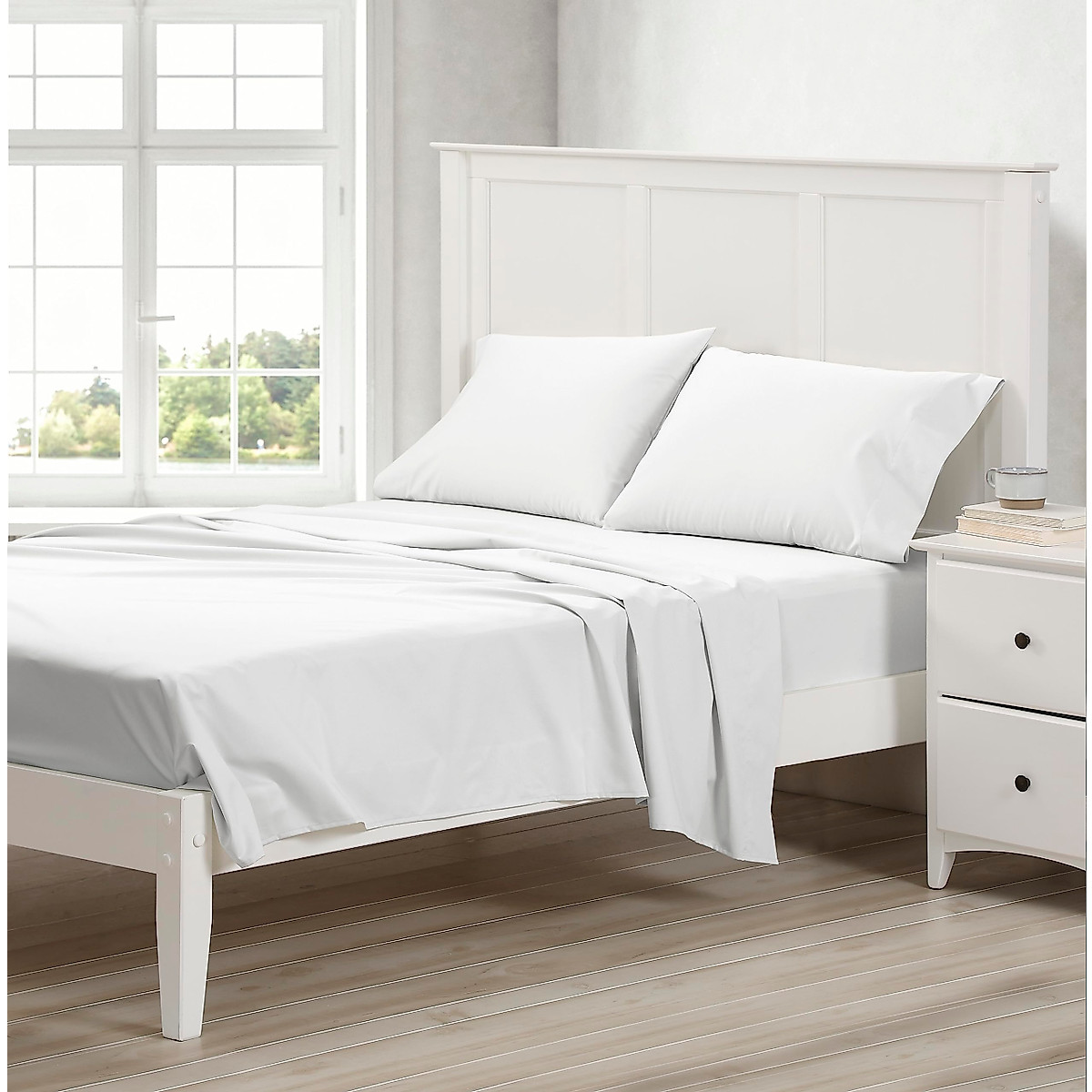 Cuddledown dreamstead King Bed Soft, Easy, 100% Cotton, Luxury Sateen, Set includes Fitted, Flat Sheet and Pillowcase, White