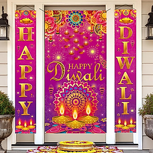 Diwali Decorations for Home, Happy Diwali Porch Door Banner Diwali Hanging Decorations, Diwali Decorations for Indian Diwali Festival Party Supplies