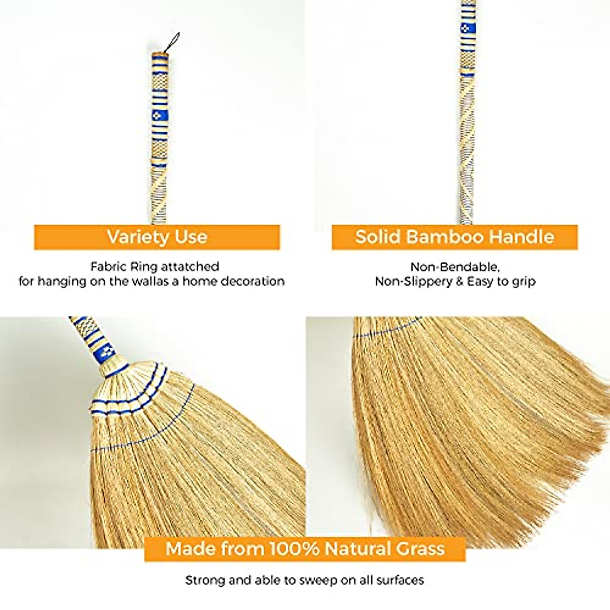 SN SKENNOVA - Asian Broom Whisk Broom Handmade Size Overall Length 40 inch