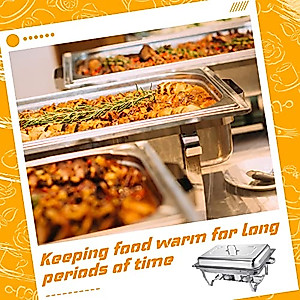 6 Pcs Chafing Dish Buffet Set 8 Qt Stainless Steel Chafer Complete Set Catering Buffet Servers and Warmers with Foldable Frame, Food Pan, Fuel Holder and Lid for Parties Banquet Wedding (Full Size)