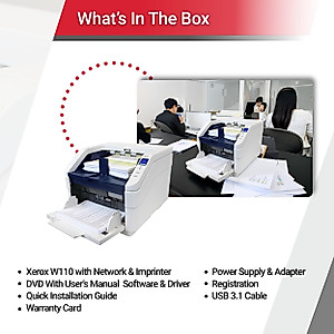 Visioneer Xerox W110 Scanner, USB Office Duplex Production Scanner for PC, 120 PPM, 500 Page Automatic Document Feeder (ADF)