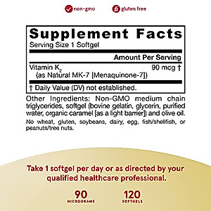 Jarrow Formulas MK-7 Softgel 90 mcg - Superior Vitamin K Product for Building Strong Bones - Dietary Supplement Supports Heart & Cardiovascular Health - 120 Servings (PACKAGING MAY VARY)