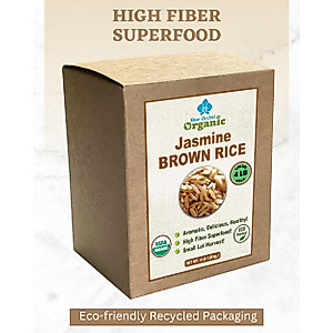 Organic Brown Jasmine Rice from Thailand - Whole Grain Vegan Natural Healthy Superfood Gluten-free - 4 LB