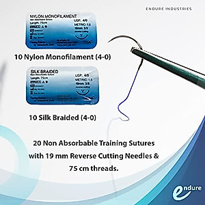 Endure Suture, I/V & Injection Training KIT, 50 Items, Durable Silicone Skin Suturing Pad with Tool Kit - Ideal for Any Medical Student, Veterinarian Students & Nurses. (for Education Only)