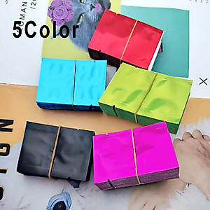 Markeny 500 Pack Aluminum Foil Bags, Matte Sample Pack Flat Open Top Resealable Tear Notch Aluminum Foil Mylar Bags, 5 x 7 cm/ 2x 2.7 inch, 5 Color