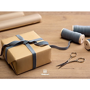 Vitalizart Dusty Blue Velvet Ribbon Set 3/8" x 15 Yd Wooden Spool Fabric Trim 3 Rolls * 5 Yd for Christmas Wreath Decoration Handmade Craft Ornaments Gift Wrapping & Bow Making